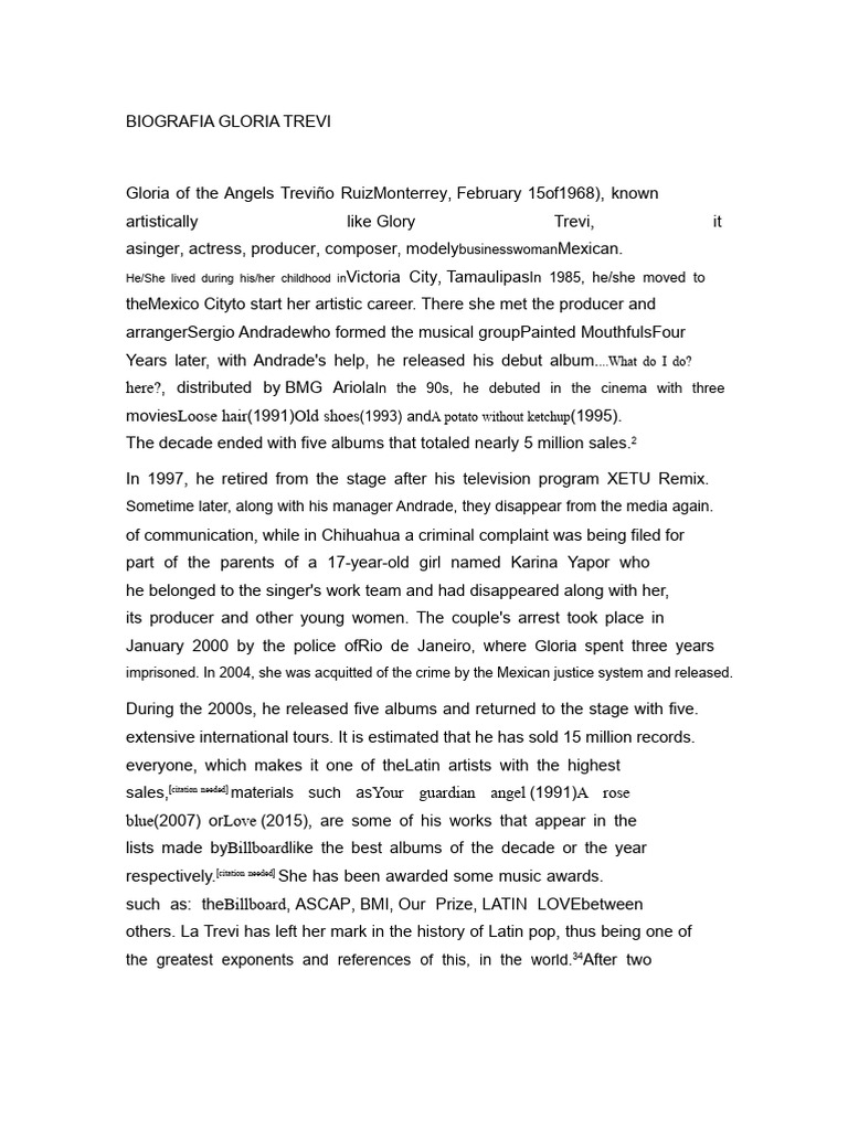 BIOGRAPHY GLORIA TREVI | PDF