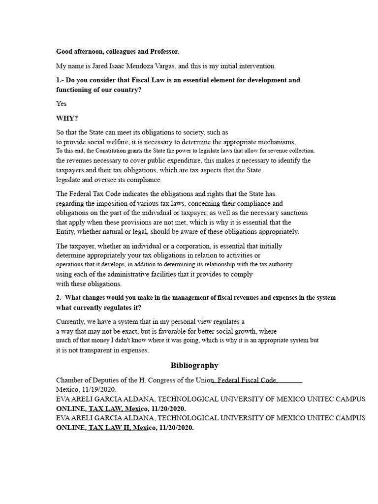 Tax Law - Forum 1 | PDF | Taxes | Expense