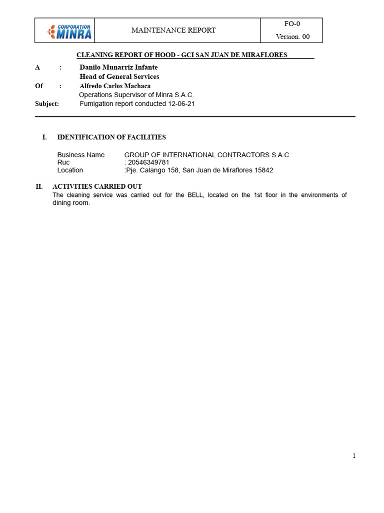 Hood Cleaning Maintenance Report | PDF | Duct (Flow)