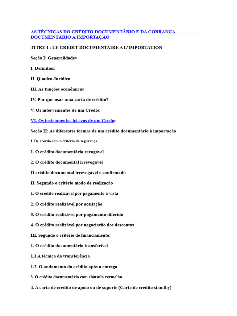O Crédito Documentário | PDF | Crédito | Finanças e Administração de ...