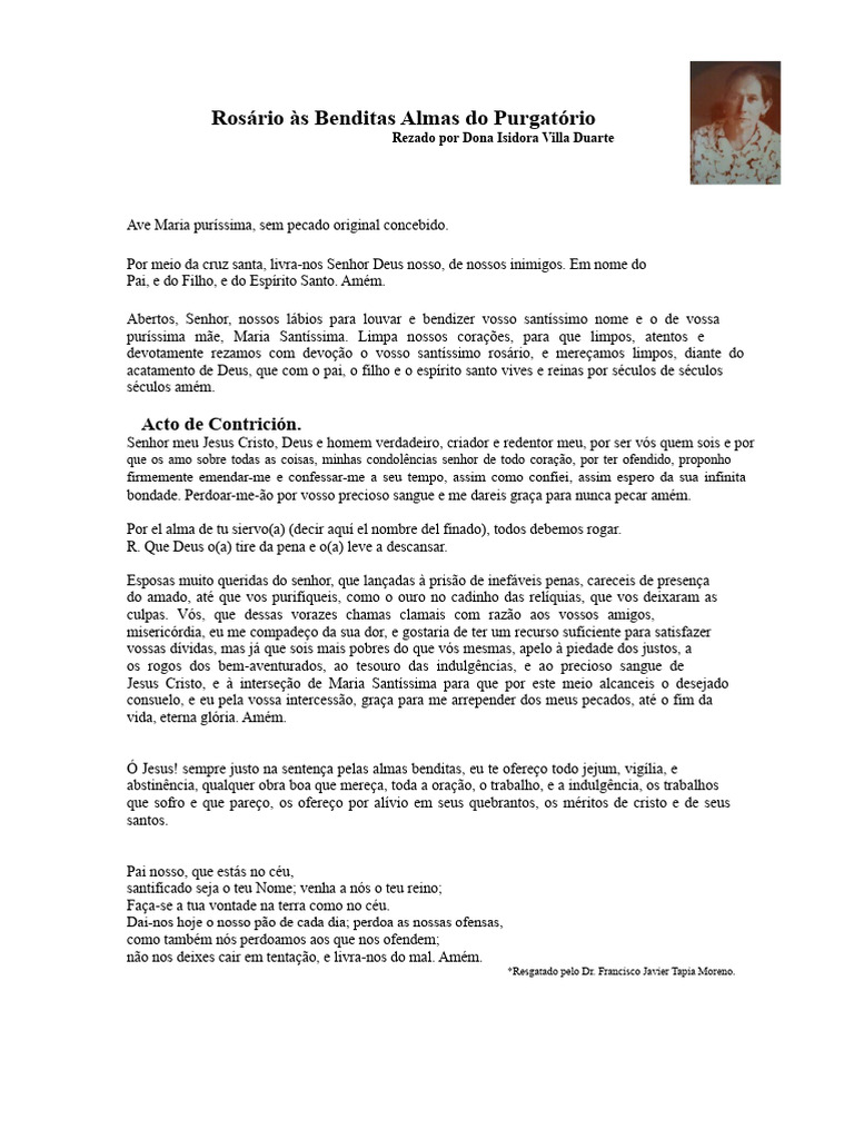 Rosário às Santas Almas do Purgatório | PDF | Maria, mãe de Jesus | Rosário