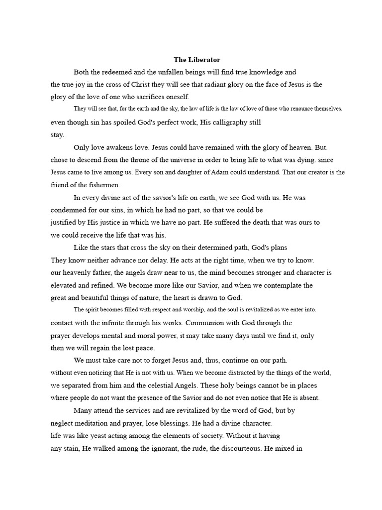 The Liberator summary 1 | PDF | Jesus | Disciple (Christianity)