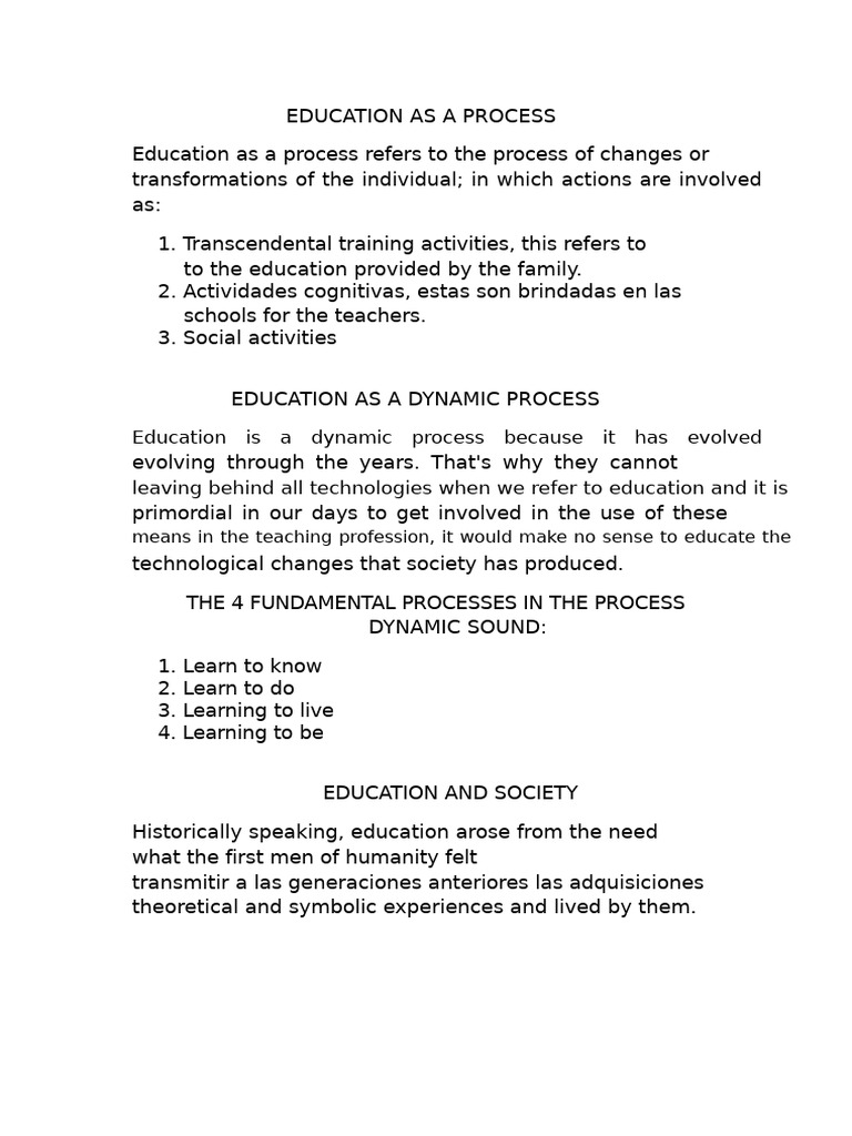Education As A Process | PDF