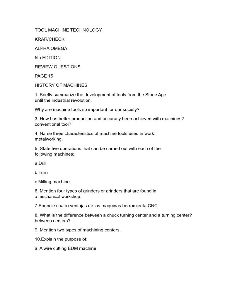 Machine Tool Technology Review Guide | PDF | Screw | Grinding (Abrasive ...