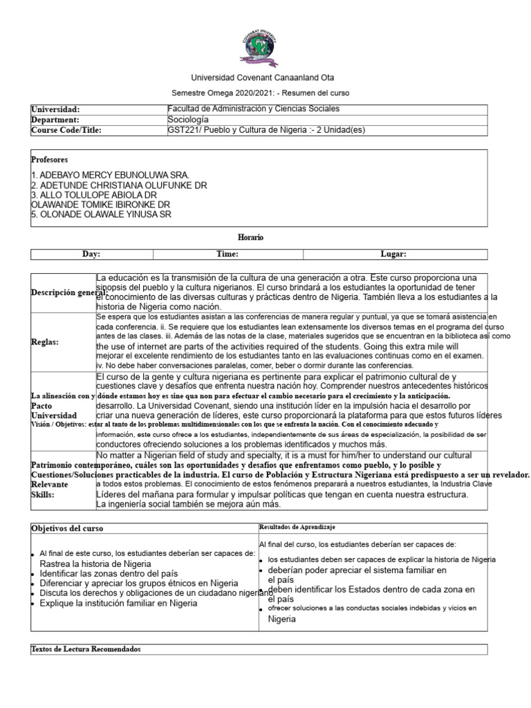 CURSO COMPACTO GST 221 | PDF | Nigeria | Educación en artes liberales
