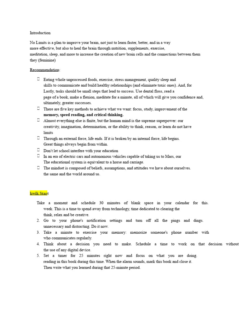 Limitless ~ Jim Kwik | PDF | Neuroplasticity | Central Nervous System