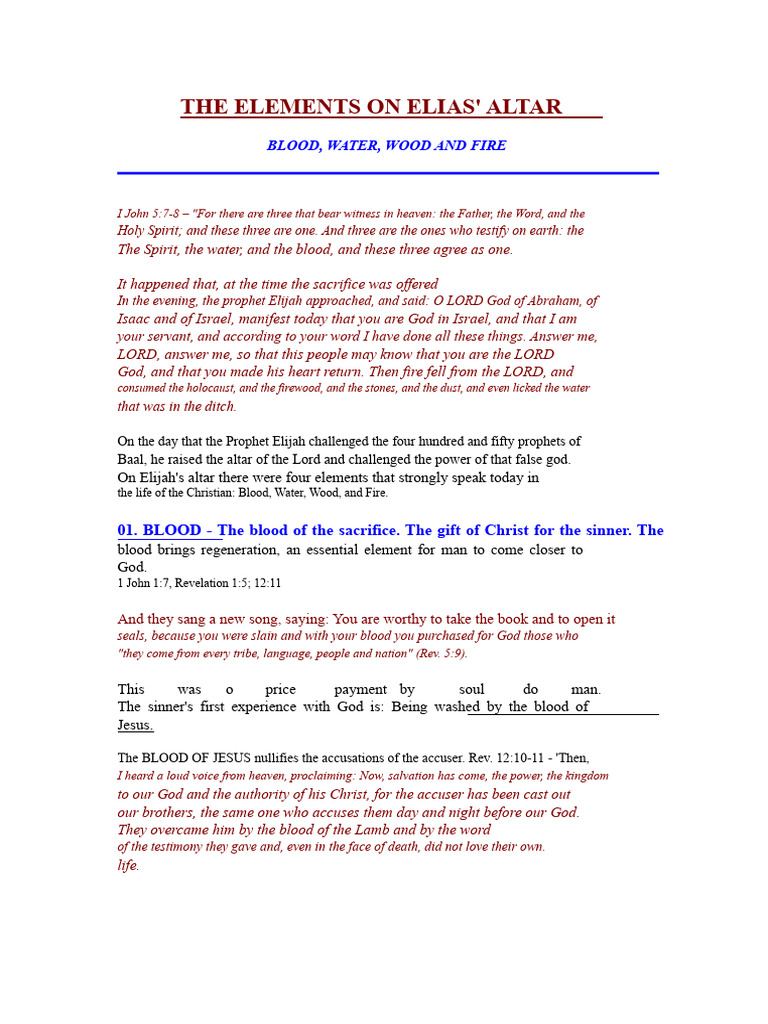 The Elements On Elijah's Altar | PDF | Elijah | Religious Belief And ...