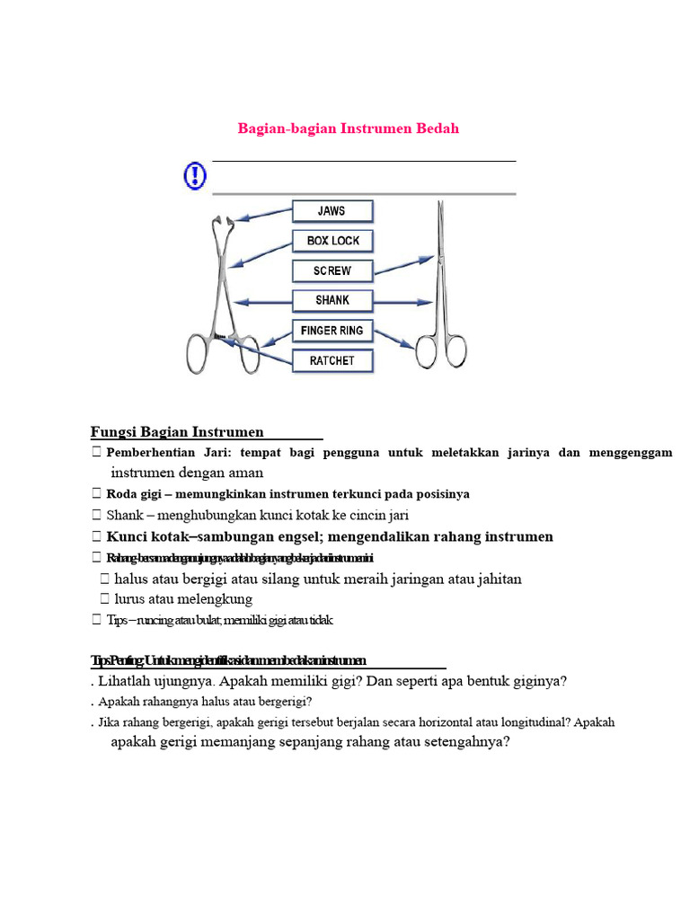 Bagian dan Fungsi Instrumen Bedah | PDF