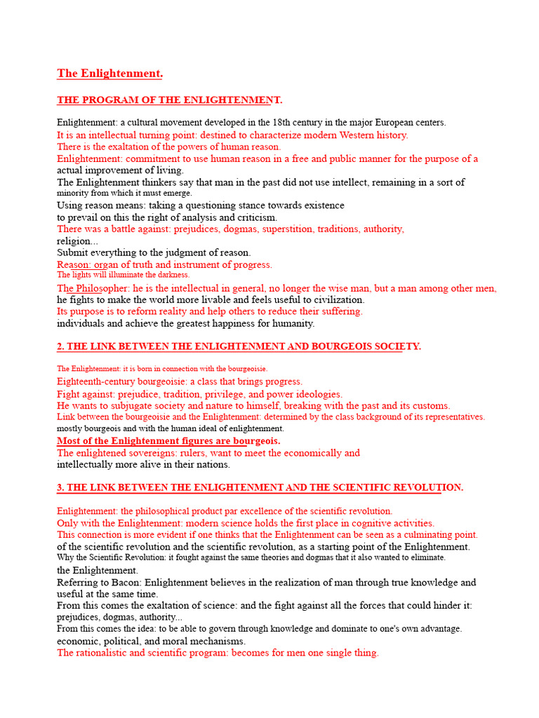 Enlightenment Summary | PDF | Age Of Enlightenment | Rationalism