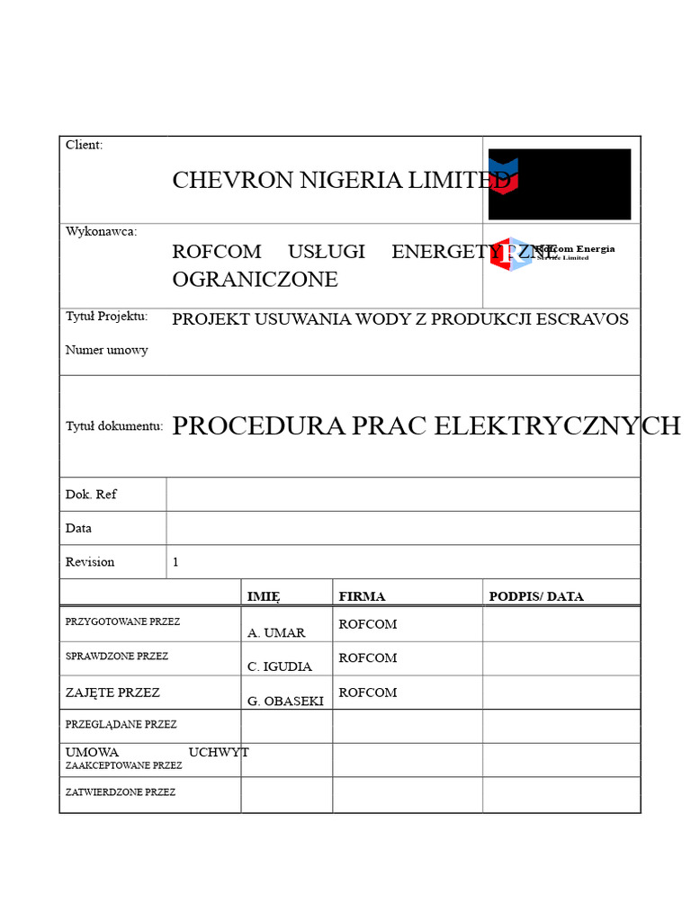 Procedura Prac Elektrycznych | PDF