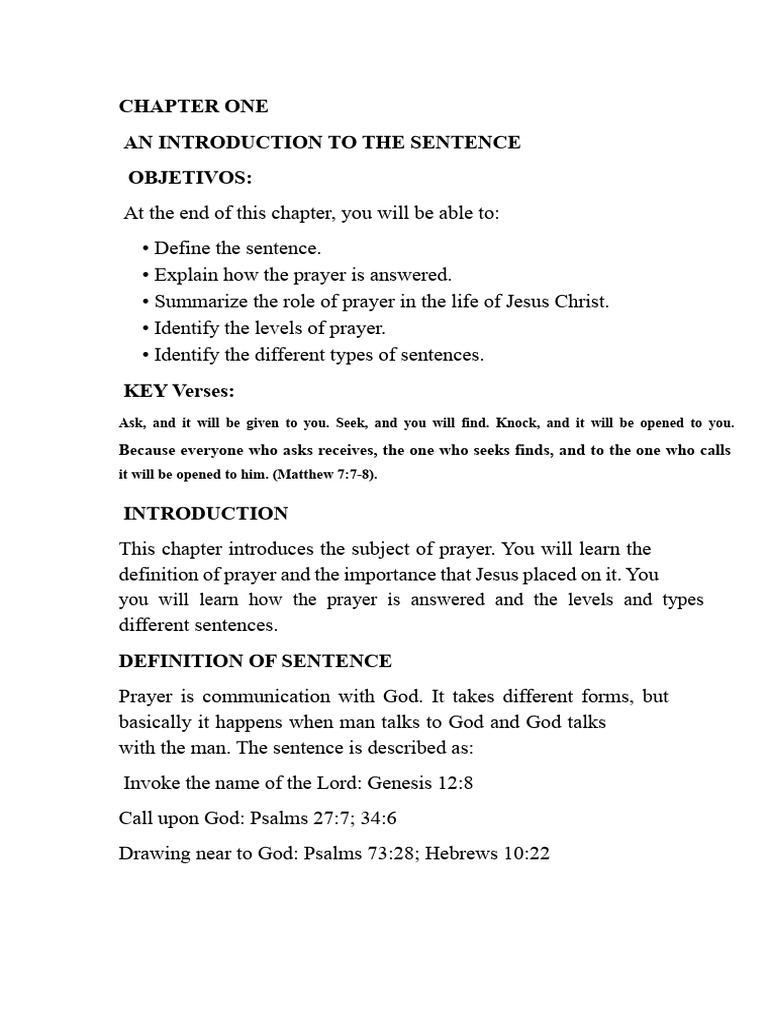 CHAPTER ONE Biblical Study On Prayer | PDF | Prayer | Jesus