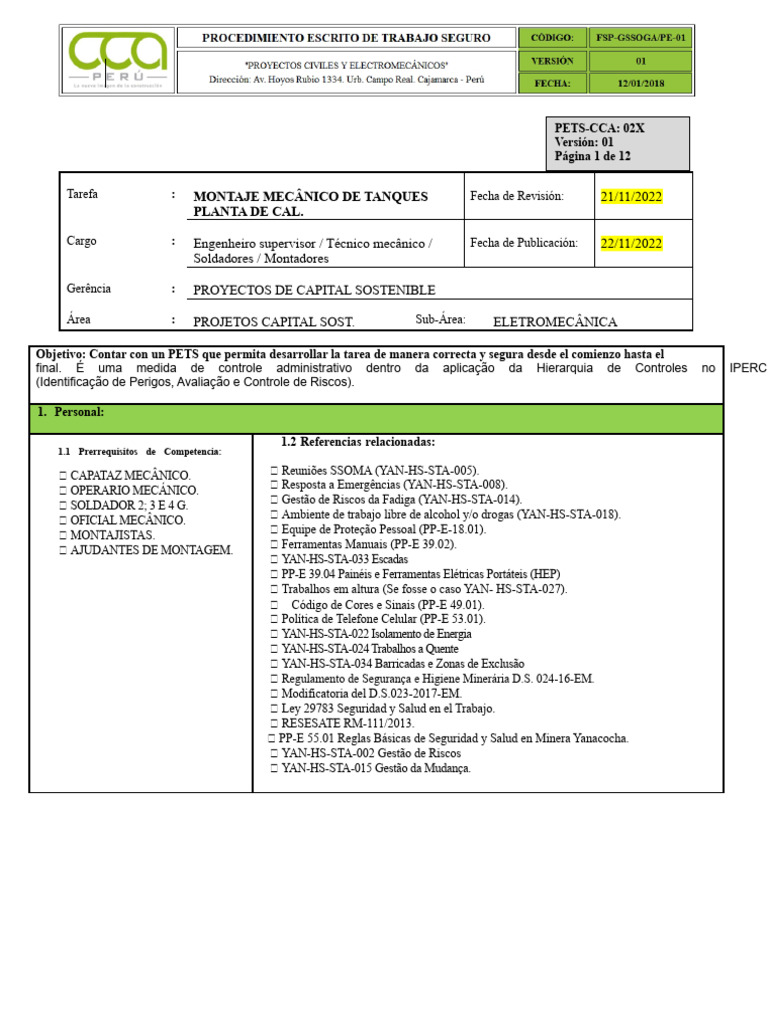 Pets-02x Montagem Mecânica de Tanques - Planta de Cal | PDF | Bomba ...