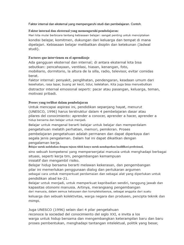 Faktor Internal dan Eksternal Pembelajaran | PDF