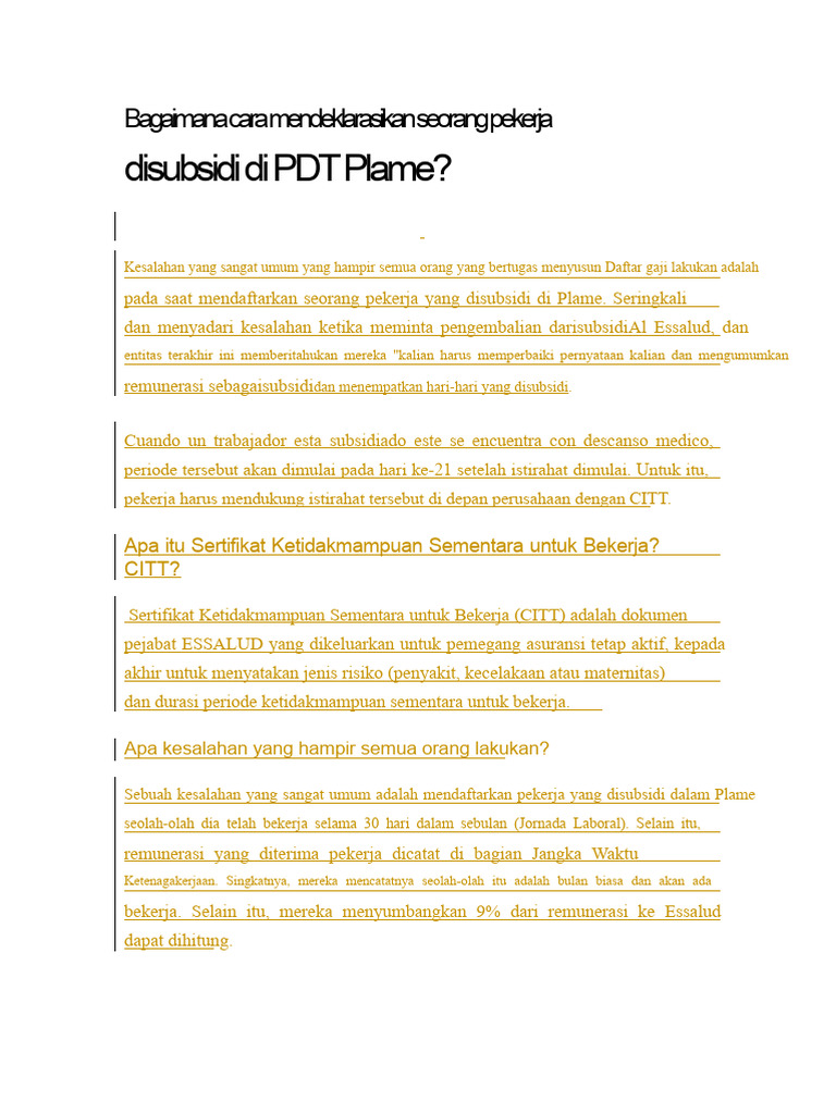 Pendaftaran Pekerja Subsidi di PDT Plame | PDF