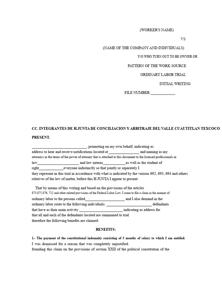 Labor Complaint Format | PDF | Lawsuit | Employment