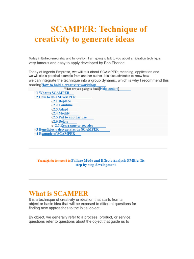 Understanding the SCAMPER Technique | PDF | Creativity | Computing