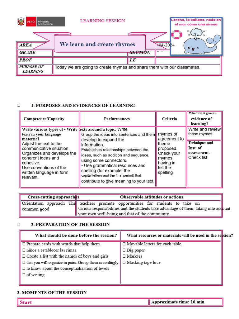 Session We Learn and Create Rhymes | PDF | Rhyme | Communication