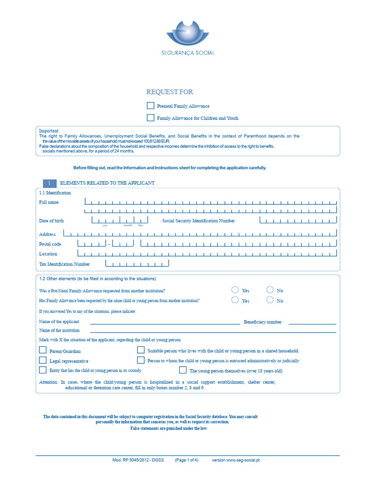 Prenatal Family Allowance Application Guide | PDF | Identity Document ...