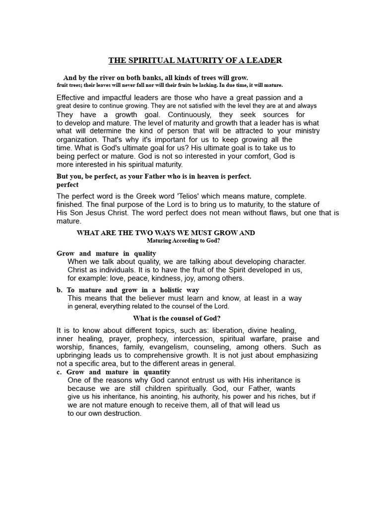 Spiritual Maturity | PDF | Jesus | God