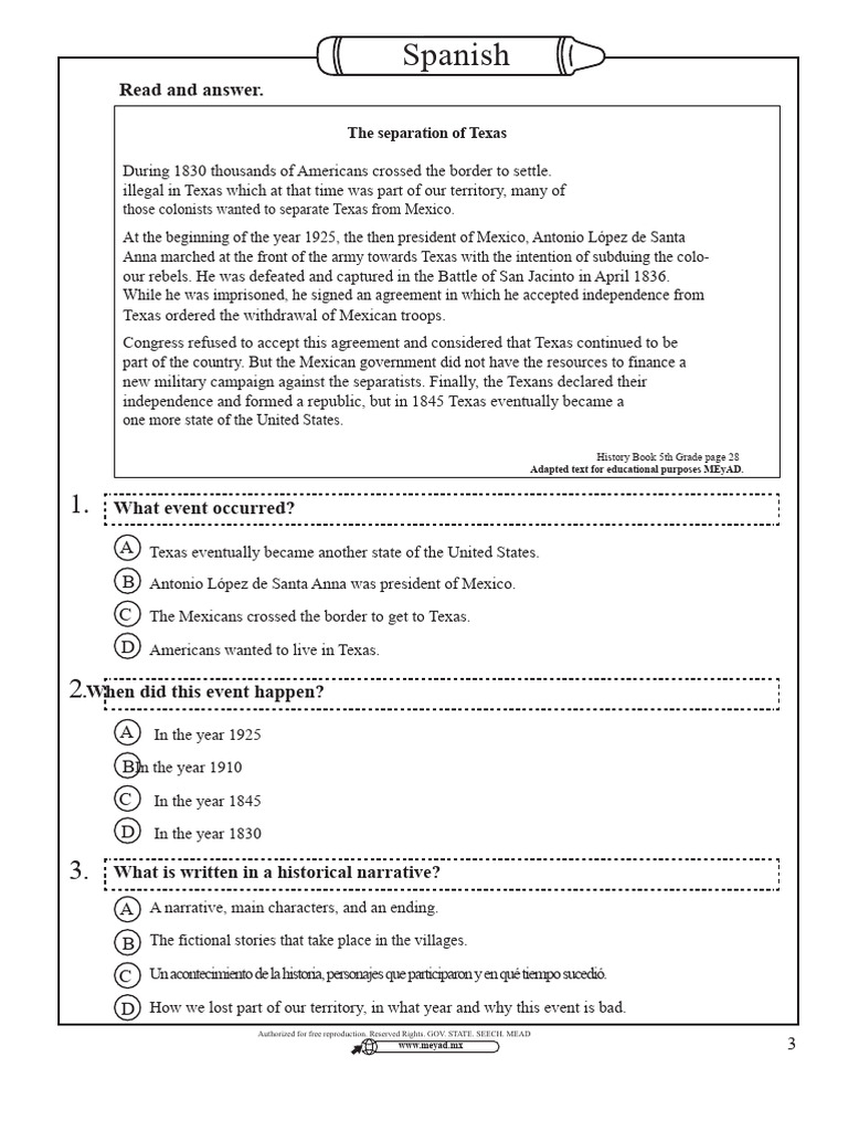 School Review Workbook 5th Grade Mexico | PDF | Texas