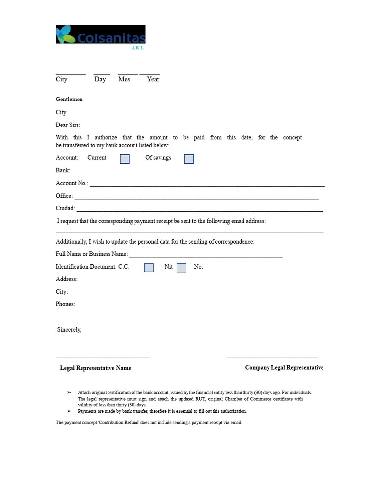 Bank Transfer Authorization Template | PDF