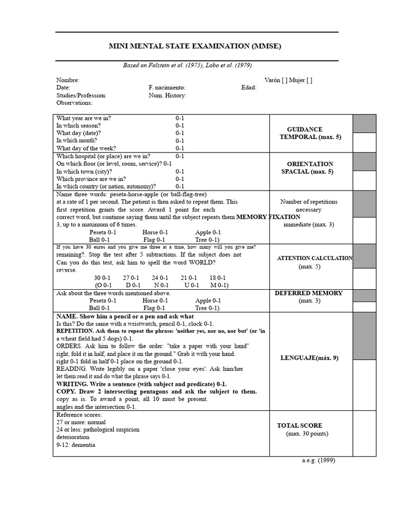 Mini Mental State Examination Guide | PDF | Cognition | Cognitive Science