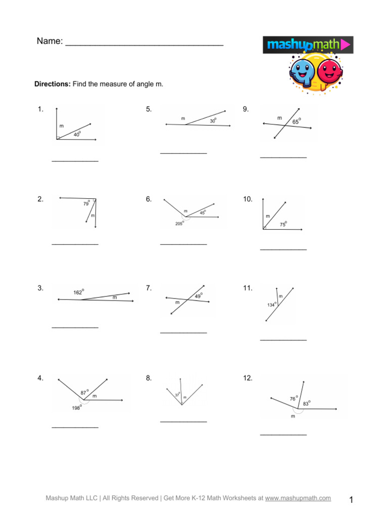 Angle Pair Relationships Worksheet | PDF
