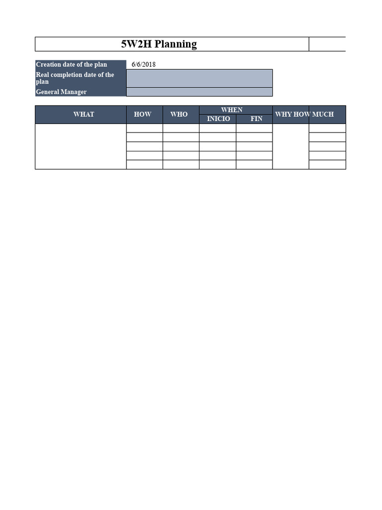 Excel Template 5W2H and ICAM | PDF | Innovation | Business