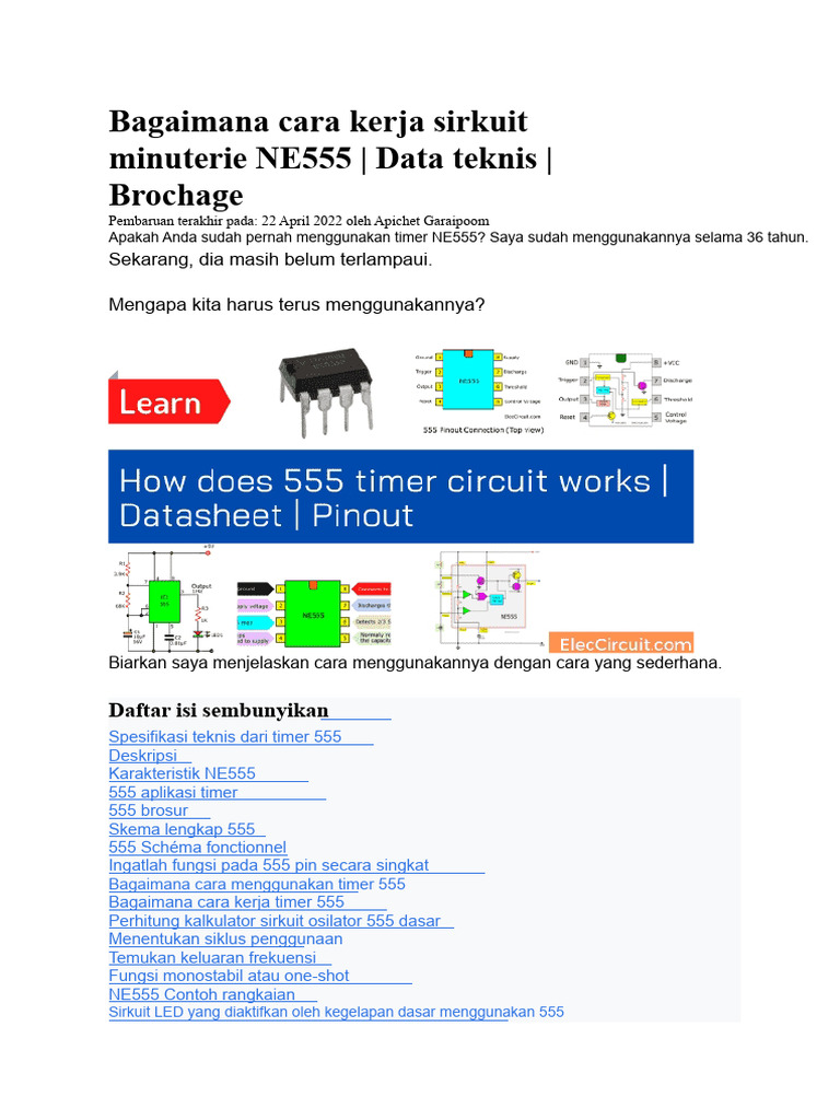Cara Kerja Timer NE555 dan Aplikasinya | PDF
