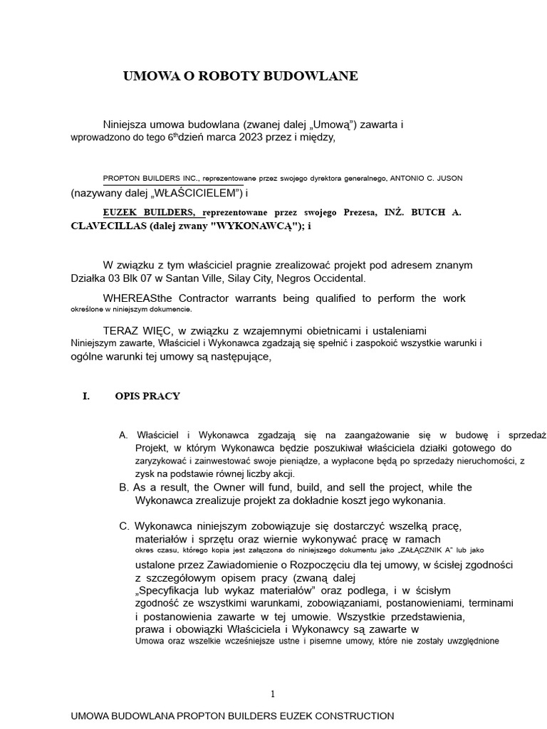 Umowa Budowlana | PDF