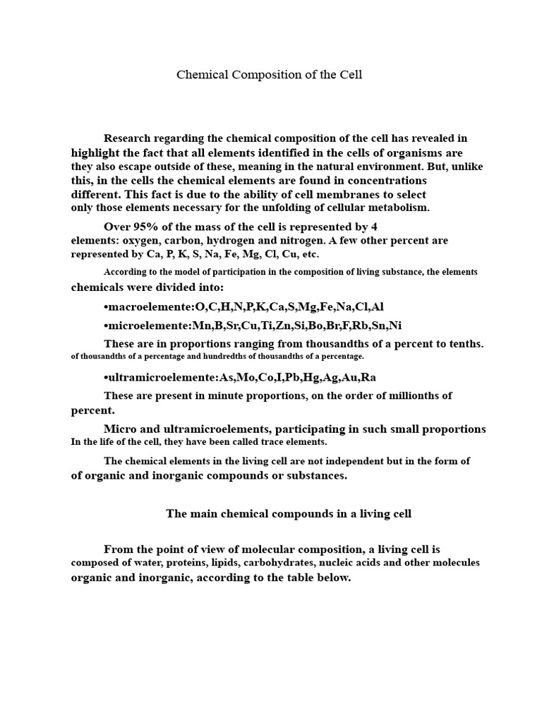 Chemical Composition of The Cell | PDF | Carbohydrates | Nucleotides