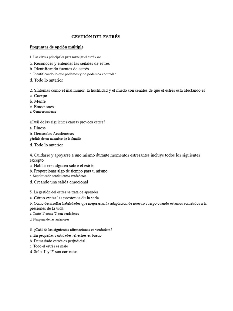 Manejo Del Estrés | PDF | Estrés (biología) | Ansiedad