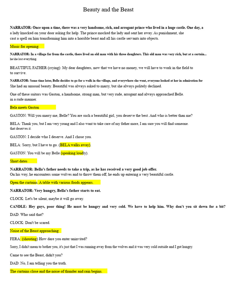 Beauty and The Beast (Theater Lines) | PDF