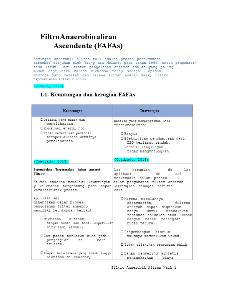 Keuntungan dan Kerugian FAFAs Anaerobik | PDF