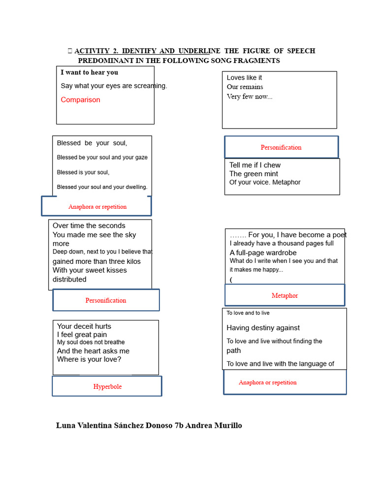 Activity 2. Literary Figures Grade 7 | PDF