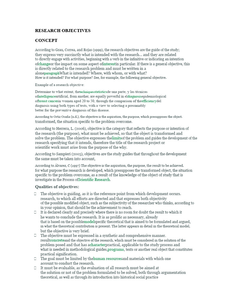 Objectives of The Research | PDF | Methodology | Cognition