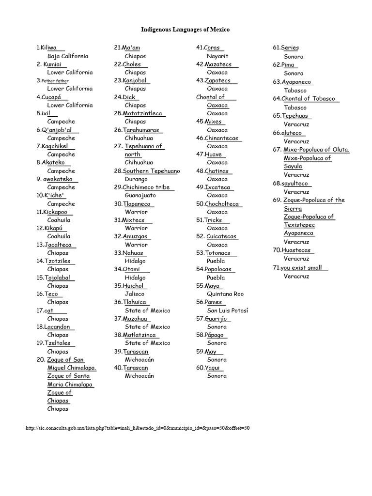 Indigenous Languages of Mexico | PDF | Indigenous Peoples Of The ...