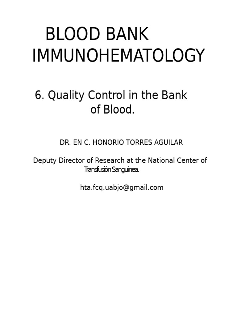 Quality Control in Blood Banks | PDF | Antibody | Blood