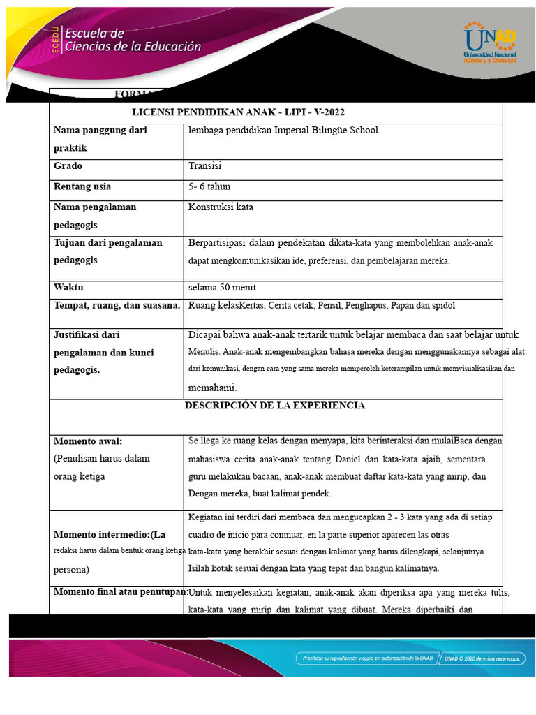ANEXO 6 - Format Desain Pengalaman Pedagogis 2 | PDF
