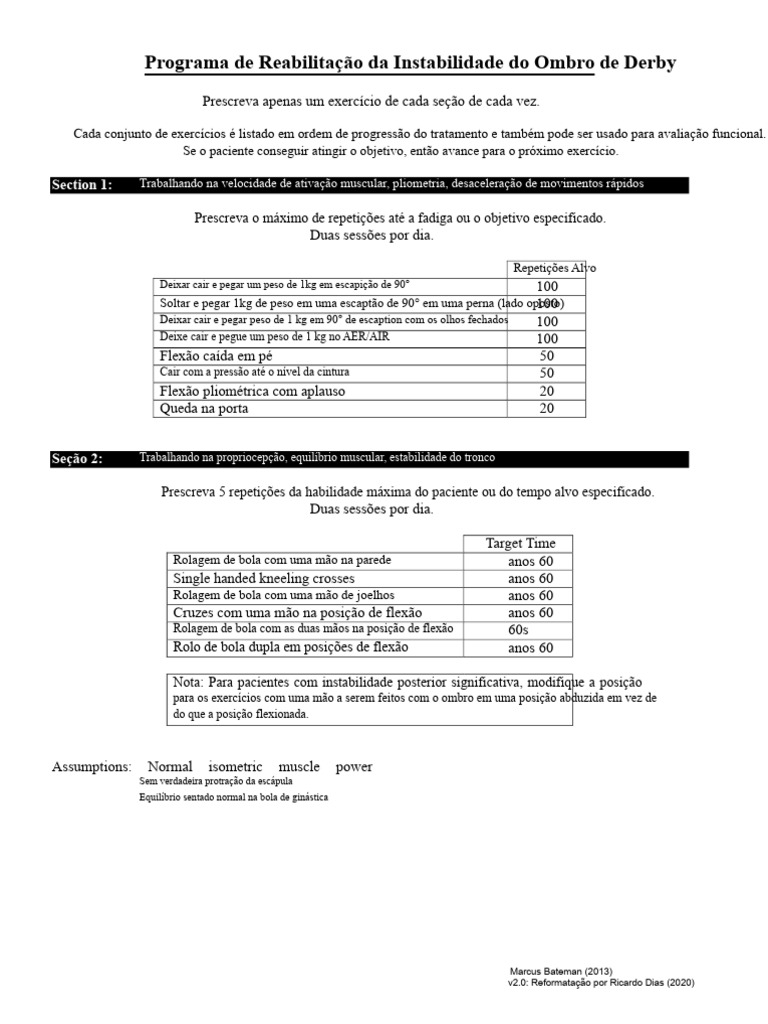 Reabilitação da Instabilidade do Ombro | PDF