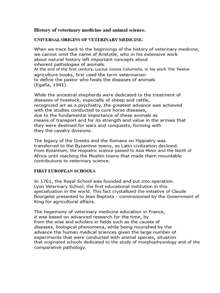 History of Veterinary Medicine Timeline | PDF | Veterinary Medicine ...