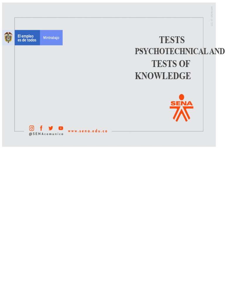 Knowledge and Psychotechnical Tests | PDF | Intelligence | Psychometrics