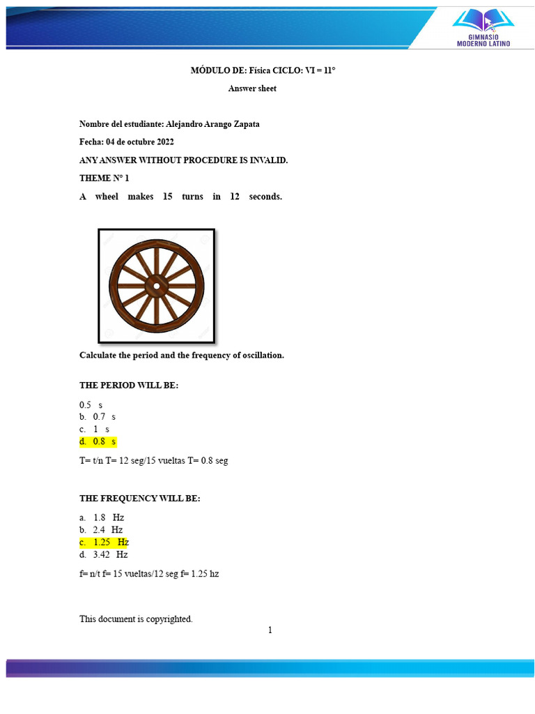 Physical Activities Worksheet VI | PDF | Sound | Frequency