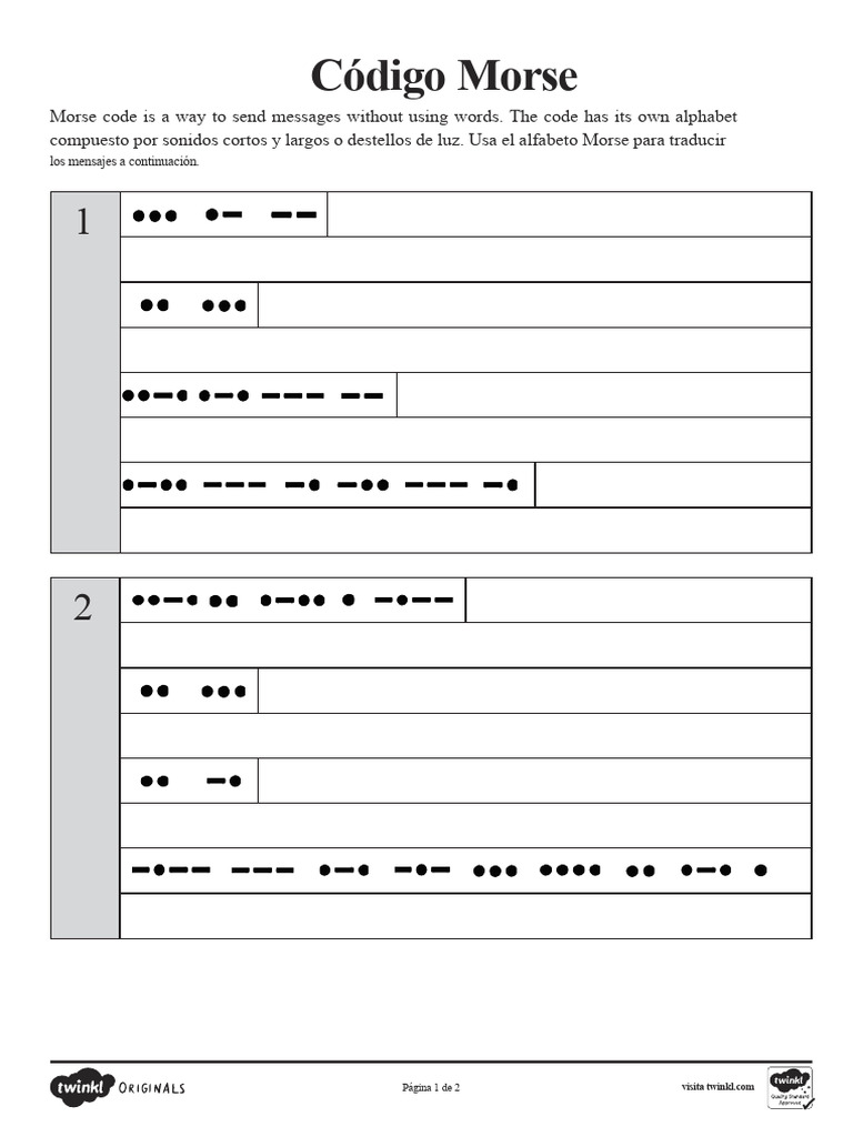 Hoja de trabajo de Código Morse para principiantes PDF de Crackeo de ...