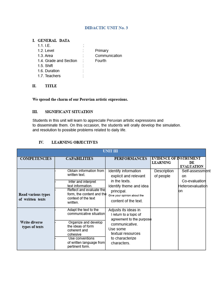UNIT 3 Fourth Grade | PDF | Information | Communication