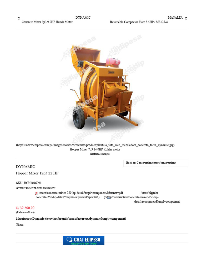 Construction - DYNAMIC Hopper Mixer 12p3 22 HP | PDF | Manual ...