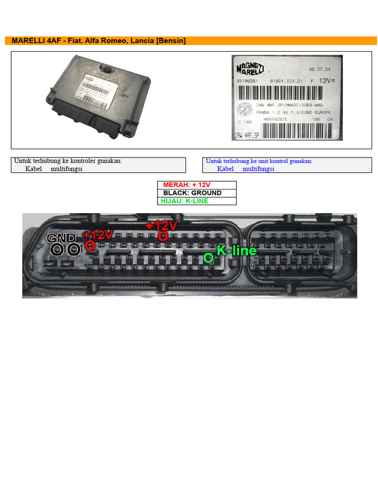 Pinout Marelli 4af Fiat | PDF