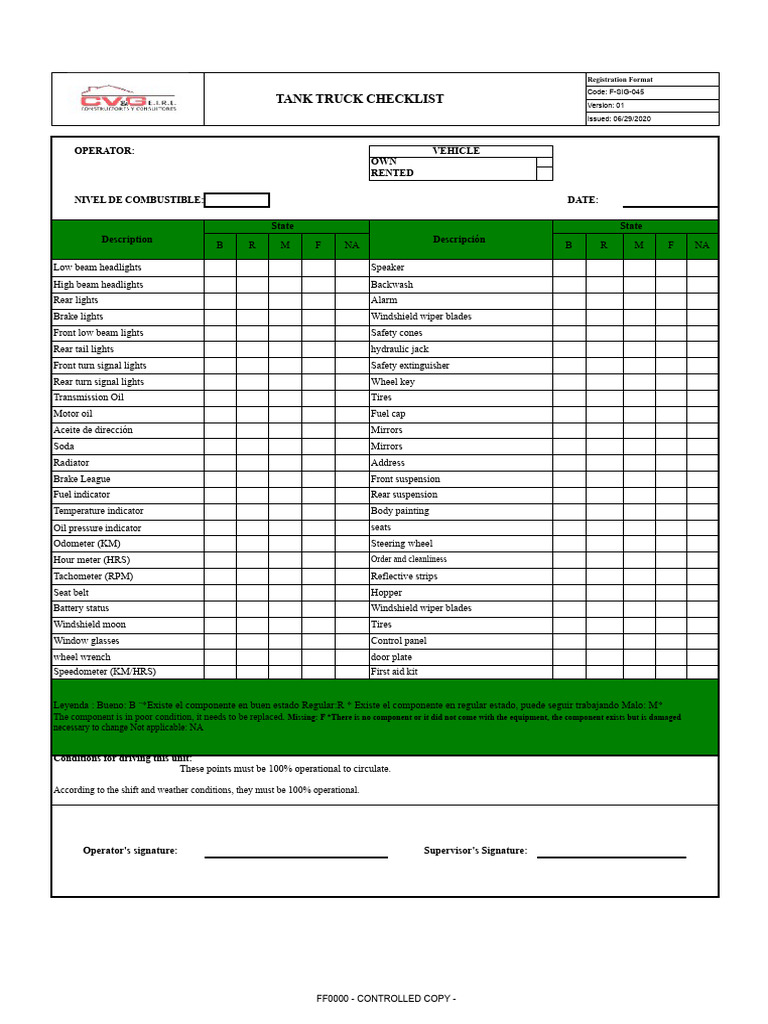 Tank Truck Safety Checklist Guide | PDF | Truck | Vehicles