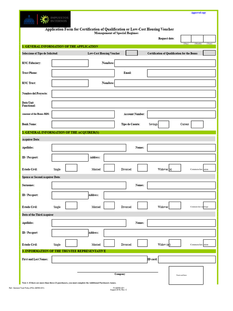 FI-GERE-001 Low-Cost Housing Bond Application Form Rev. C | PDF ...