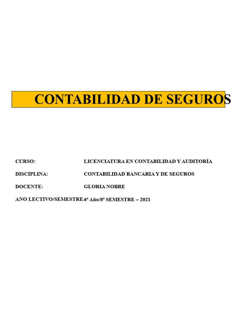 Contabilidad de Seguros | PDF | Seguro | Reaseguro